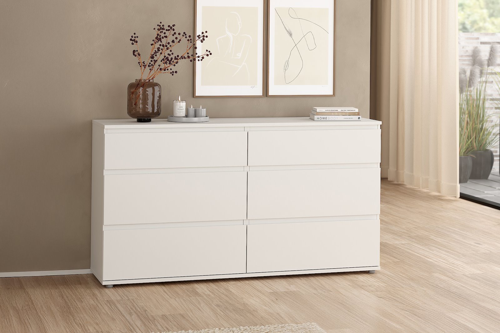 Nova kommode med 3+3 skuffer - Praktiske kommoder